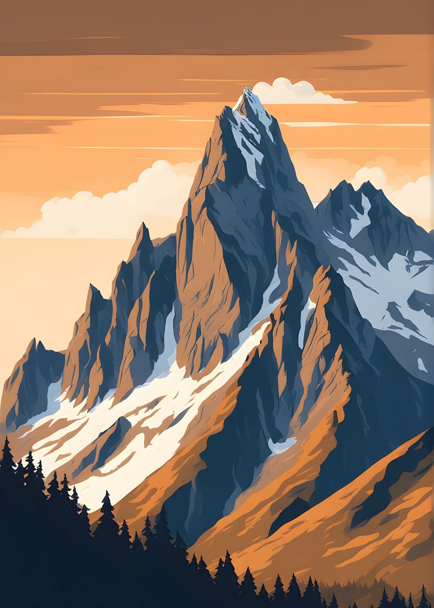 'Aiguille du Dru' Poster, picture, metal print, paint by insideFairy ...