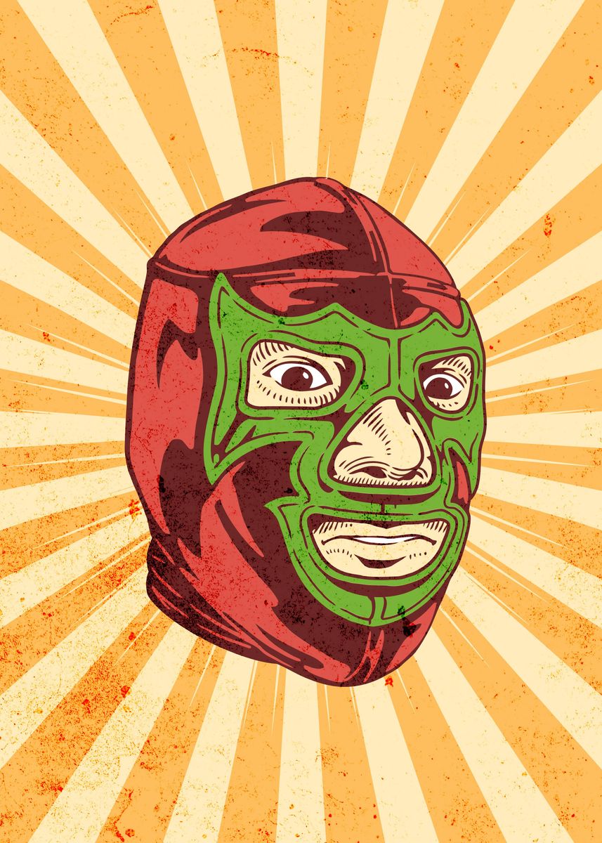 'Mexican Luchador Wrestler' Poster, picture, metal print, paint by ...