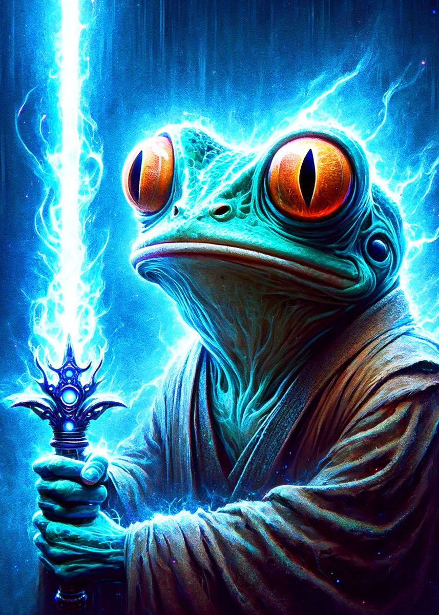 'Frog With Magic Sword' Poster, picture, metal print, paint by Coffee ...