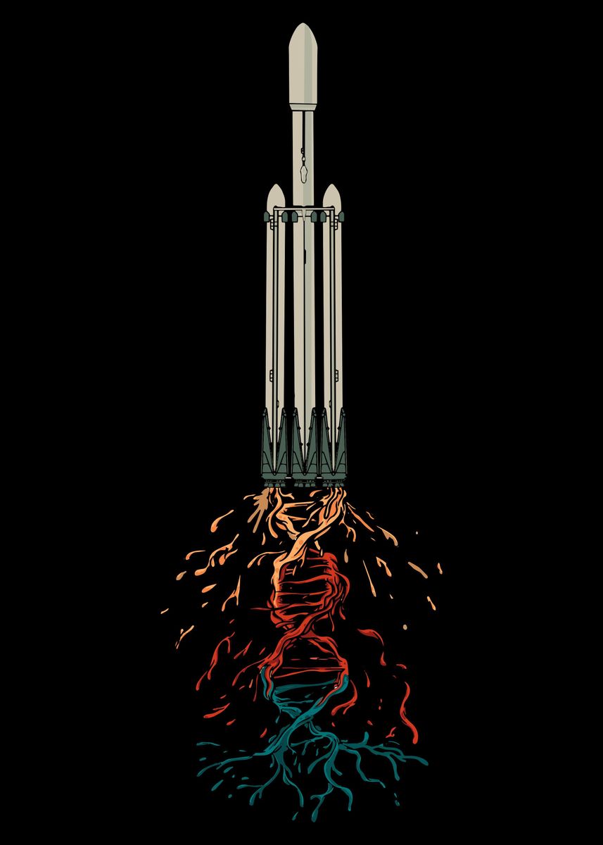 'Space Rocket DNA' Poster, picture, metal print, paint by Adam | Displate