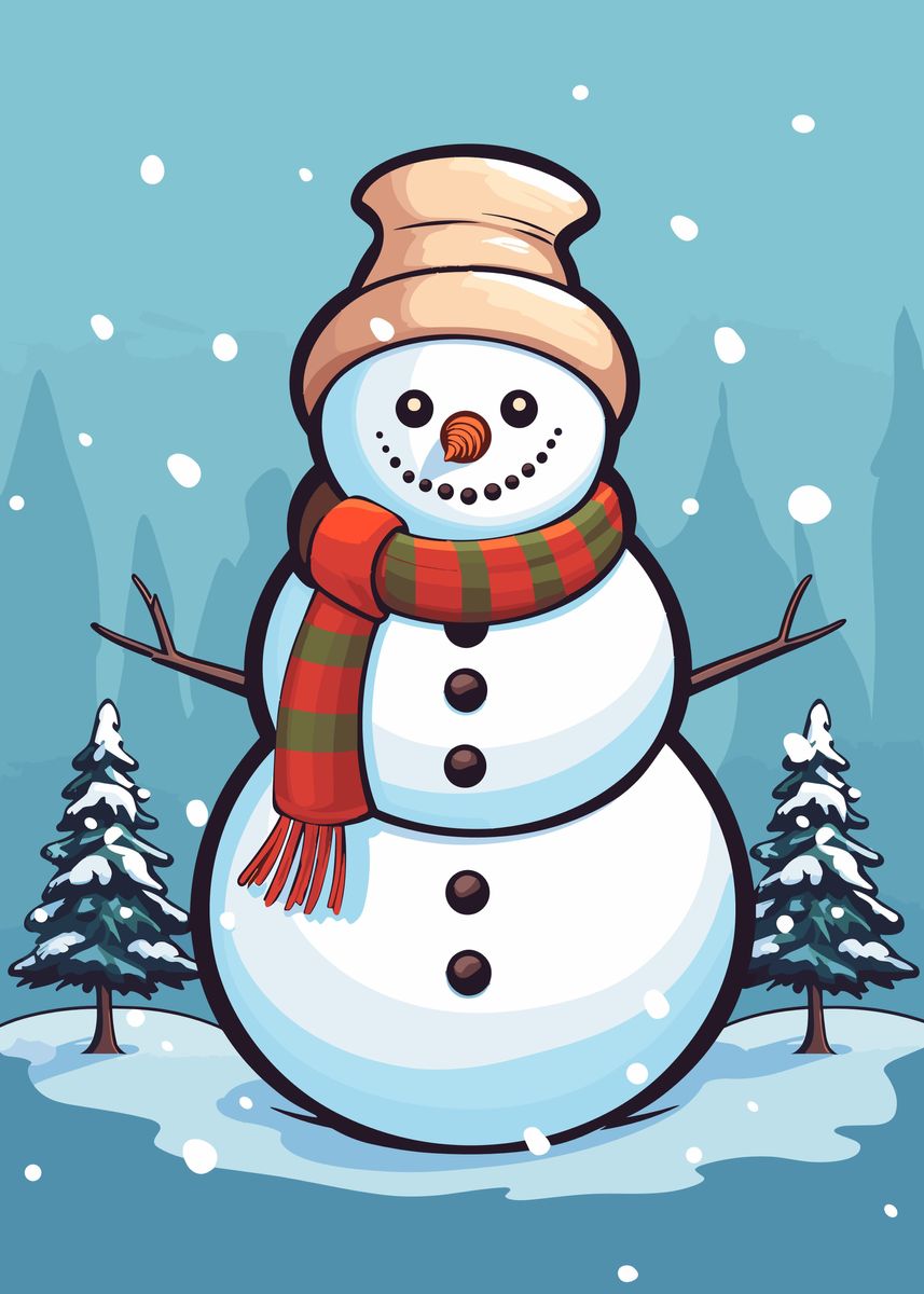 'Snowman Winter Christmas' Poster, picture, metal print, paint by Mesh ...