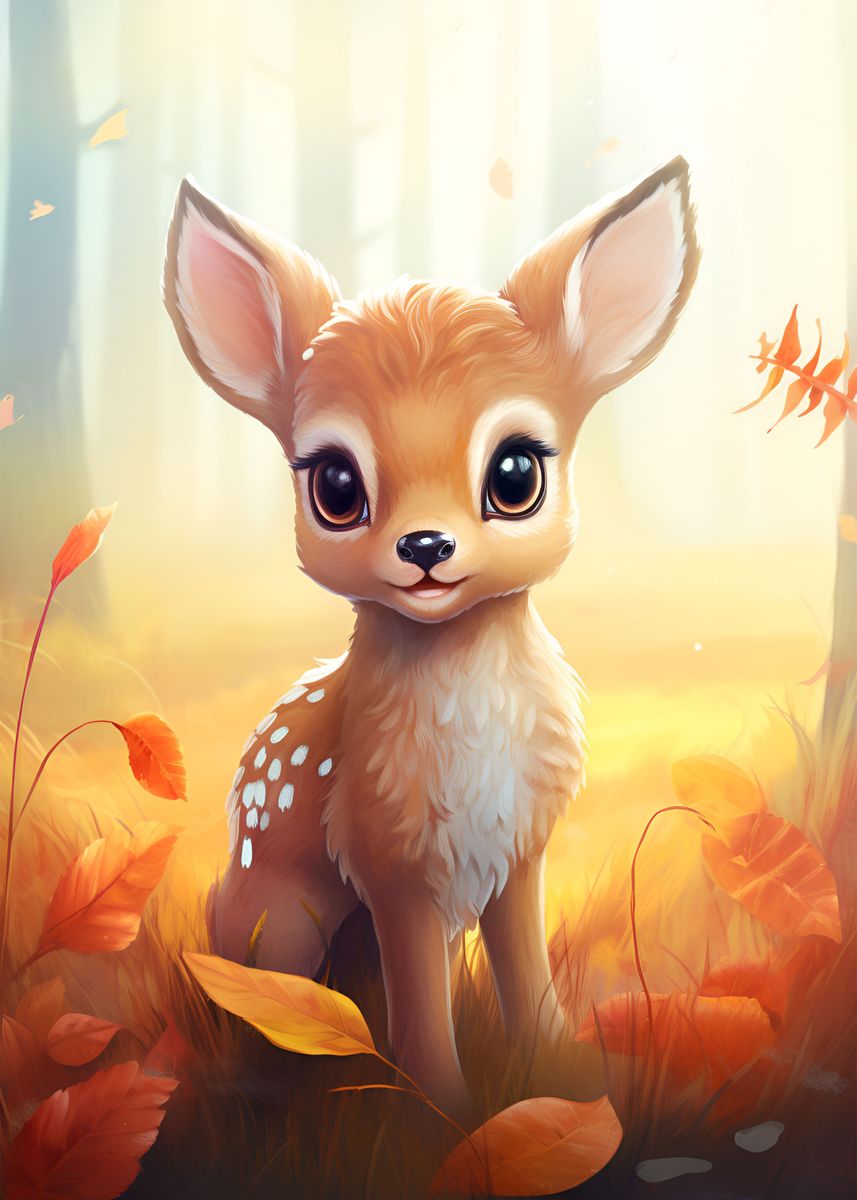 'Sweet Little Bambi' Poster, picture, metal print, paint by ...