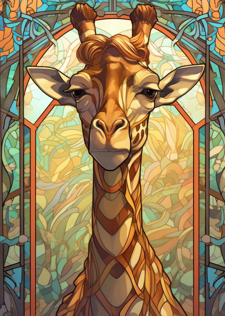 'Giraf Portrait' Poster, picture, metal print, paint by Stylianos ...