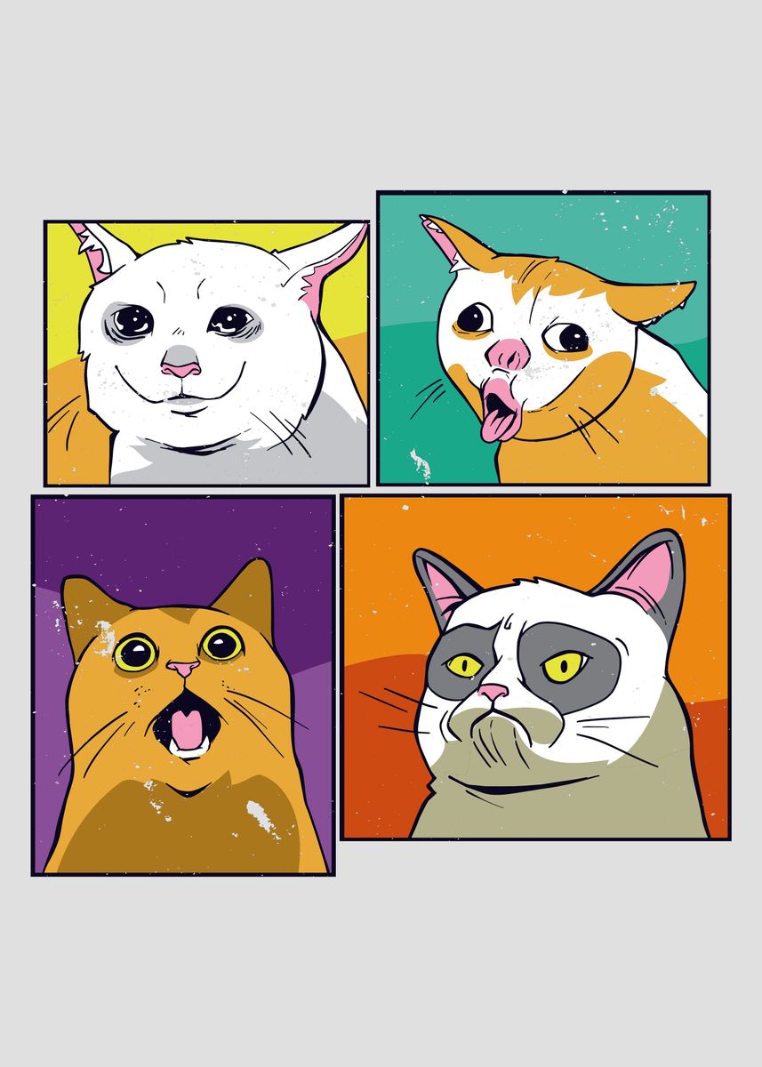 'Cat Memes' Poster, picture, metal print, paint by ArtNinja | Displate