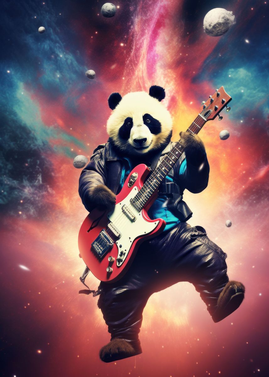 'Panda in 60s Rock Album' Poster, picture, metal print, paint by Frank ...
