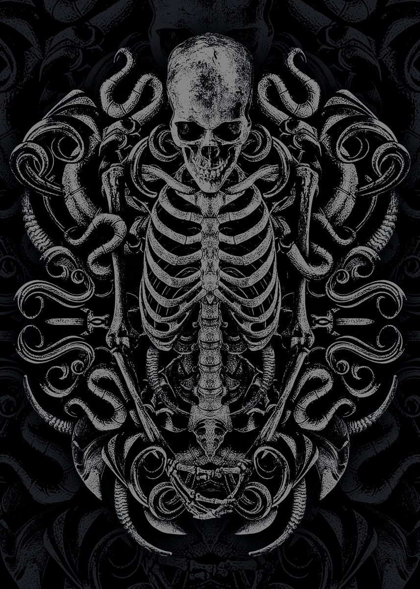 'Skeleton' Poster, picture, metal print, paint by Diego Gedoz de Souza ...