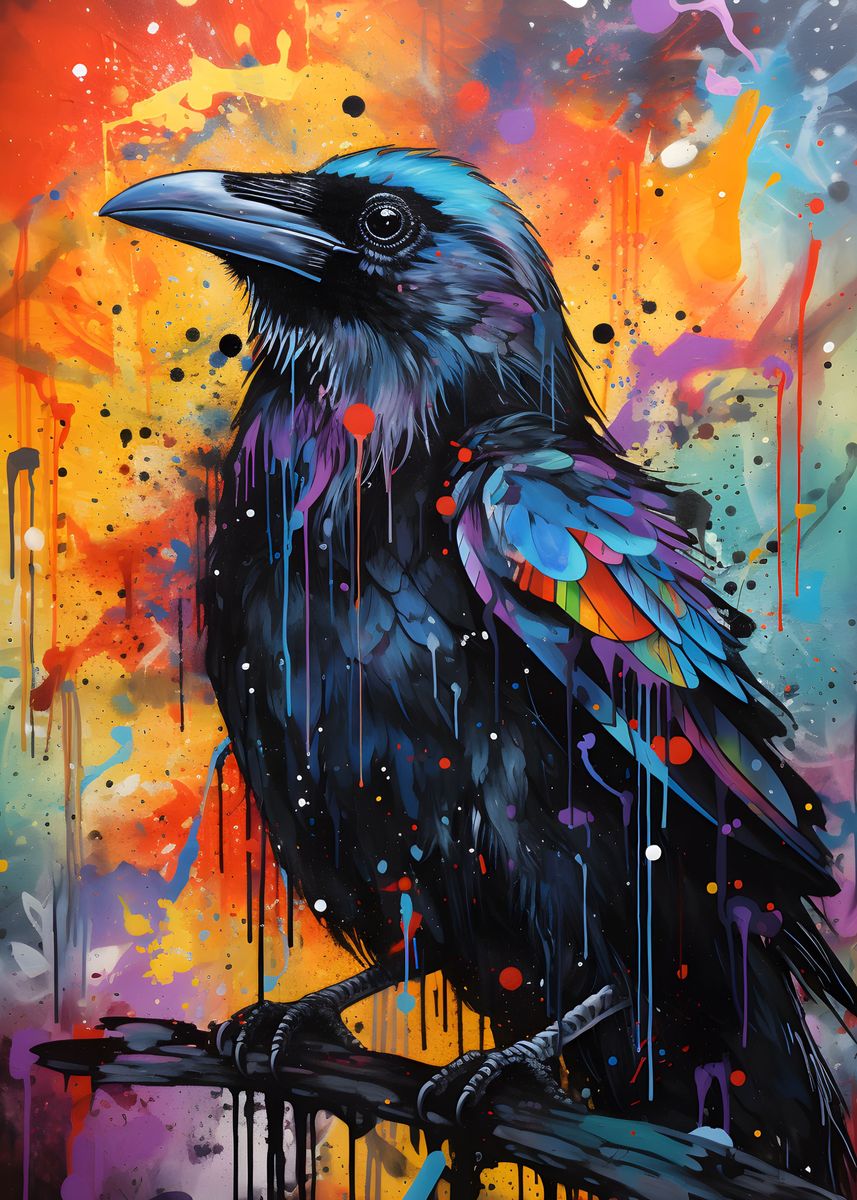 'Abstract Raven Watercolor' Poster, picture, metal print, paint by ...