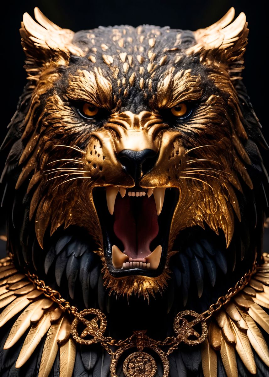 'black and gold panther art' Poster, picture, metal print, paint by mk ...