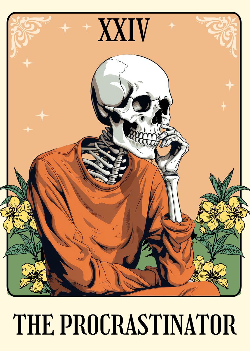 'Procrastinator Tarot Card' Poster, picture, metal print, paint by ...