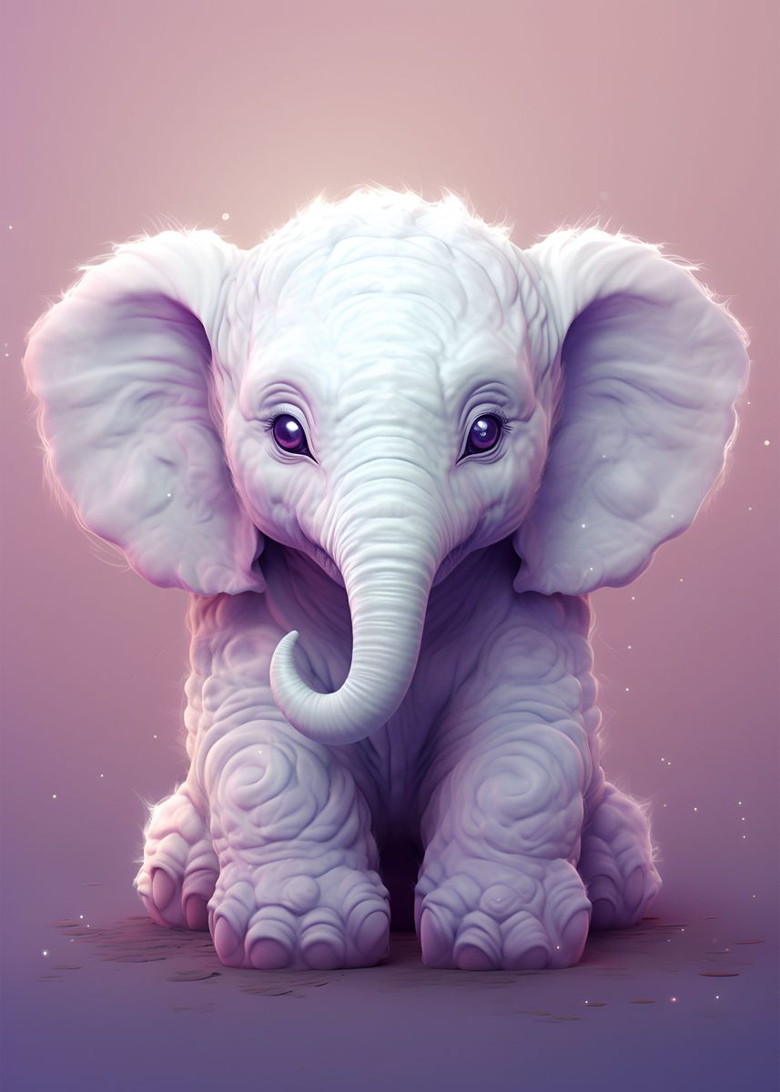 'Baby Elephant Charlie' Poster, picture, metal print, paint by ...