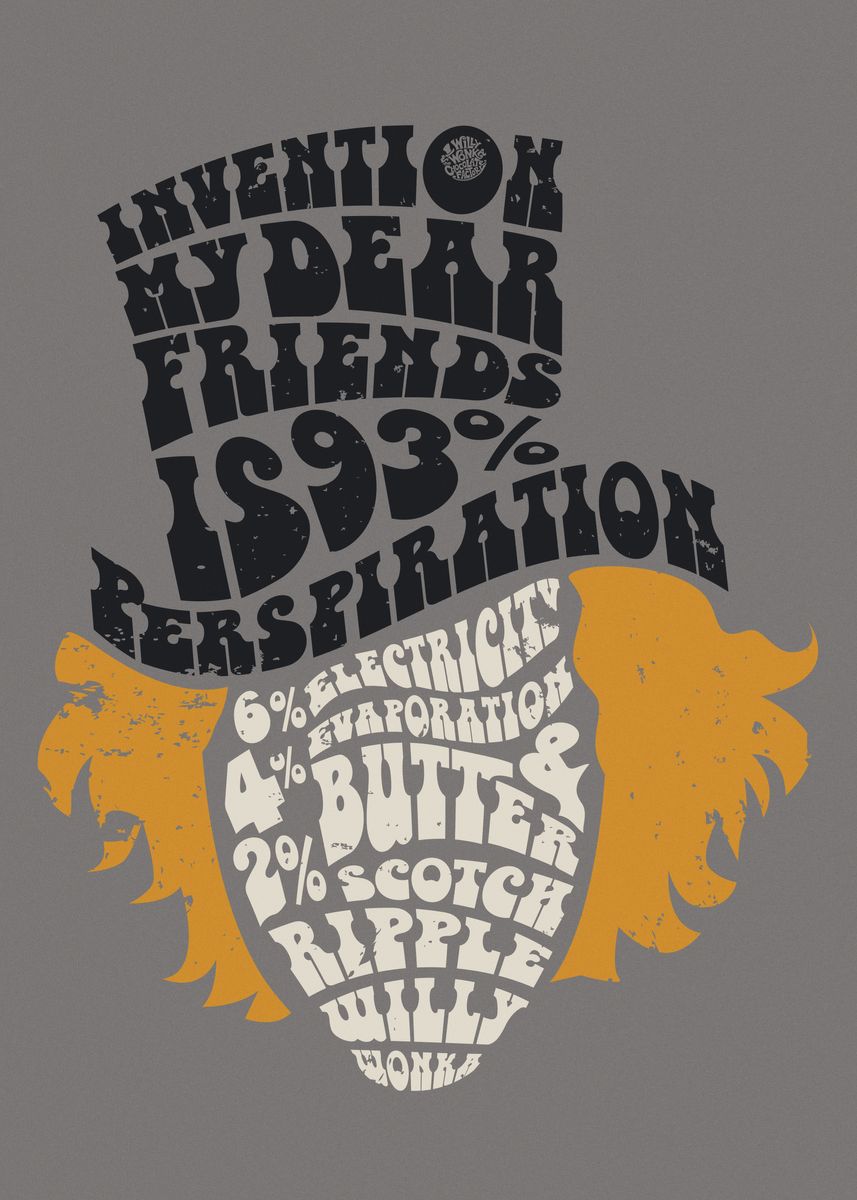 'Invention Recipe' Poster, picture, metal print, paint by Willy Wonka ...