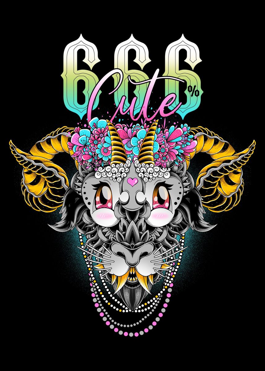 '666 Cute' Poster, picture, metal print, paint by Famous City | Displate