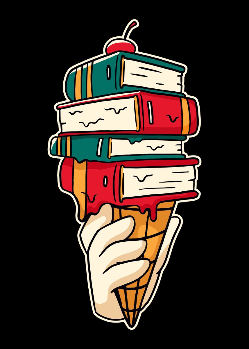 'Book Ice Cream' Poster, picture, metal print, paint by Adam | Displate