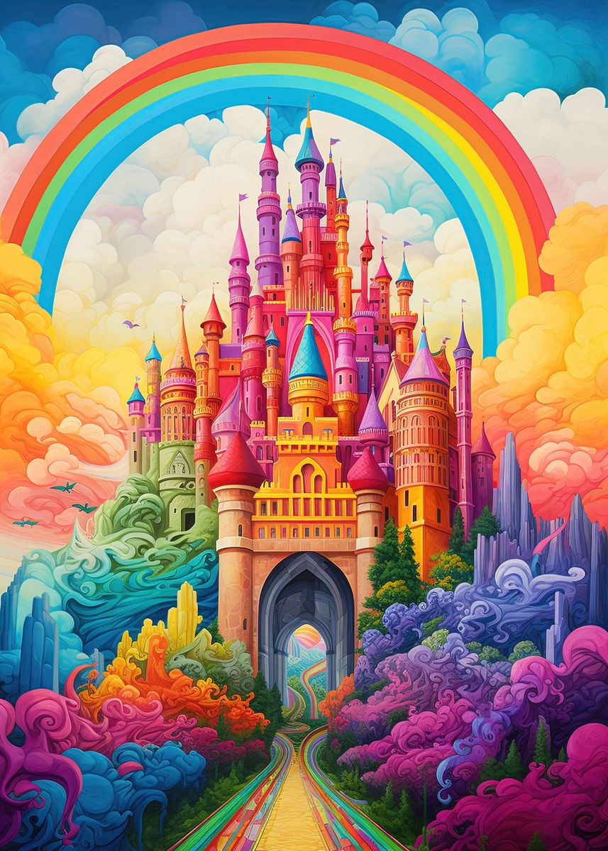 'A Rainbow Fairytale' Poster, picture, metal print, paint by Youwantit ...