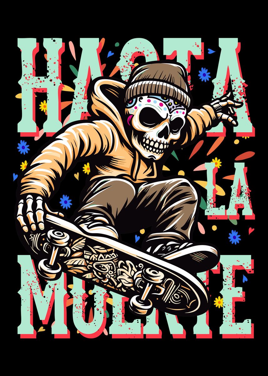 'Skate Till Death ' Poster, picture, metal print, paint by Ba Ab | Displate