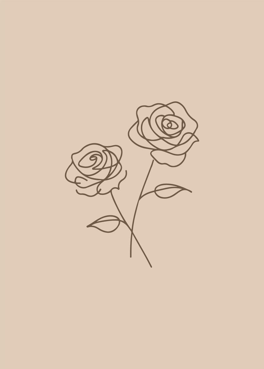 'Pair of Roses Line Art' Poster, picture, metal print, paint by Sabiqul ...