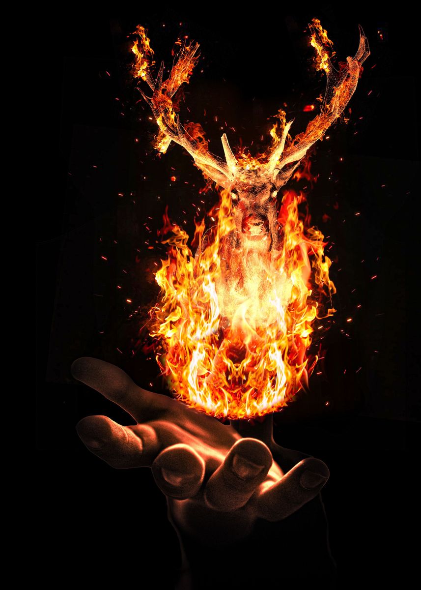 'Fire Stag' Poster, picture, metal print, paint by Agus Gagliardi ...