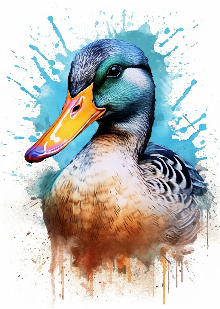 'Duck Color' Poster, picture, metal print, paint by Alisson | Displate
