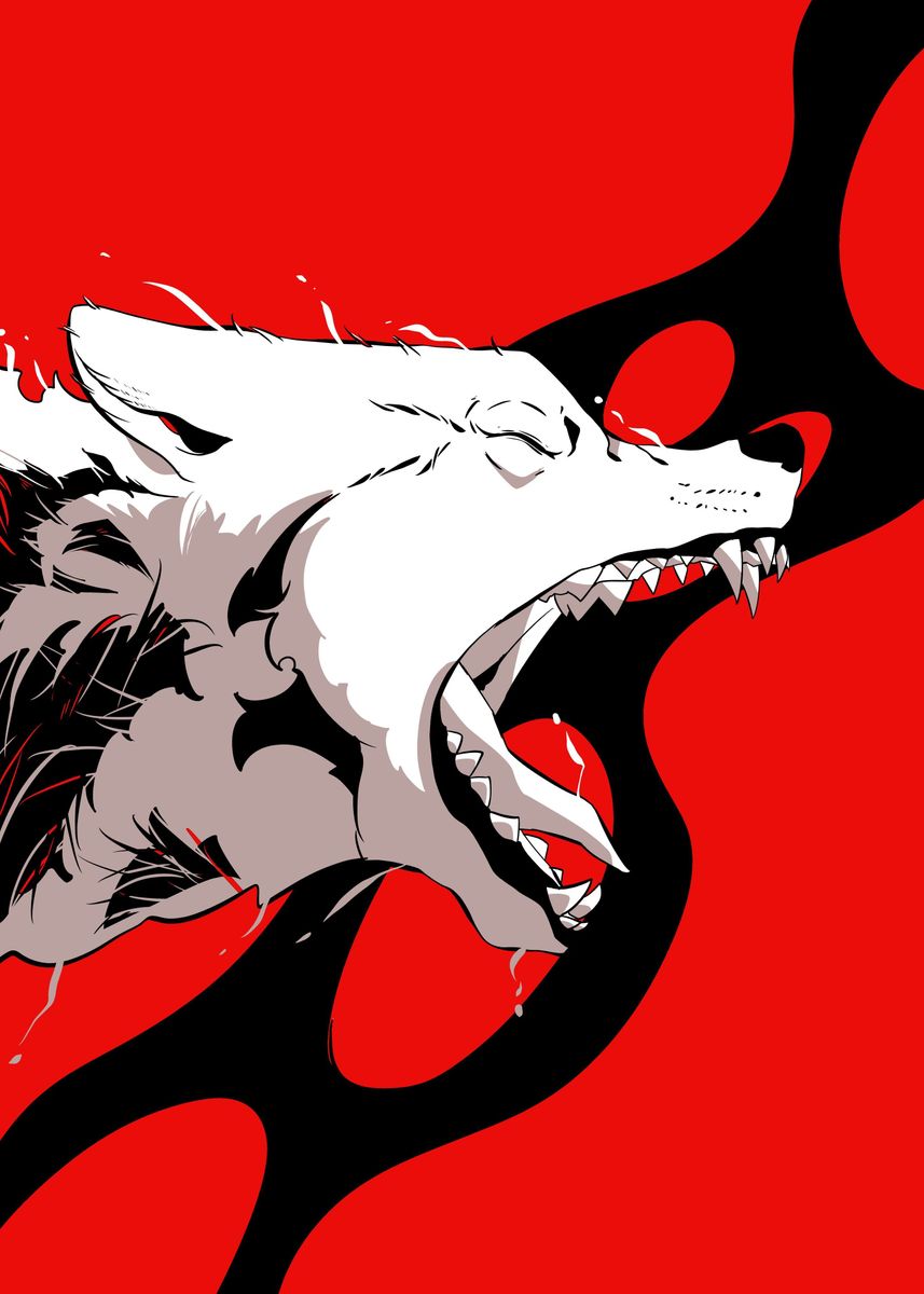 'screaming wolf' Poster, picture, metal print, paint by eunoia | Displate