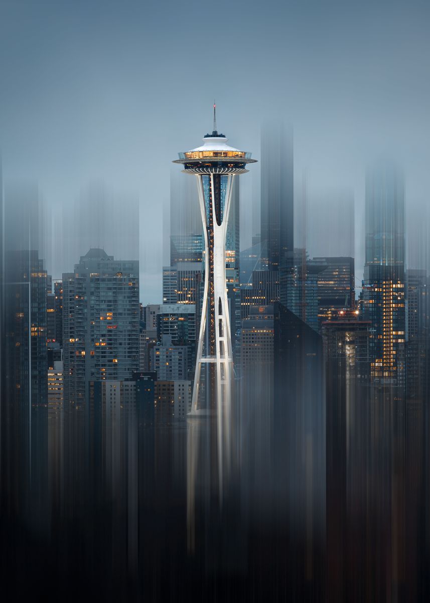 'Space Needle View' Poster, picture, metal print, paint by Stefan Lenz ...