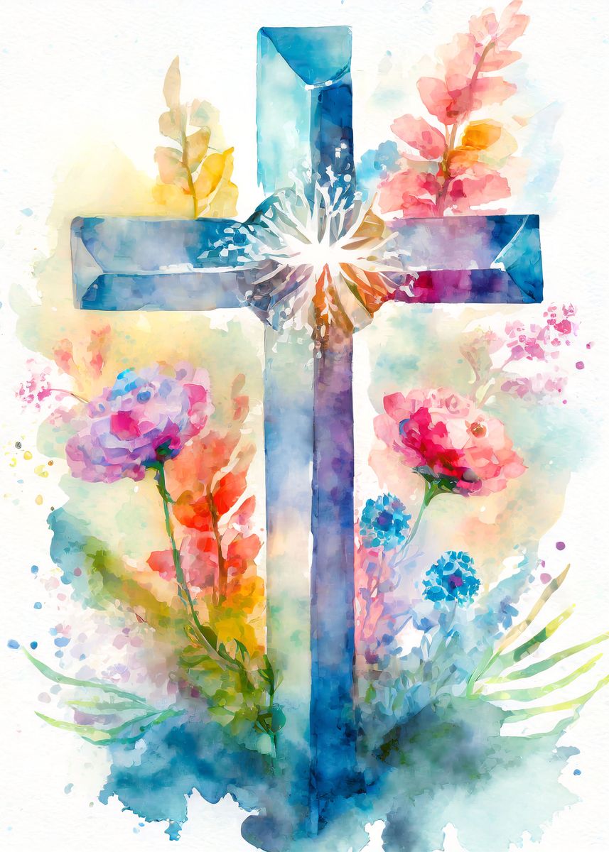 'Flower Cross vs3' Poster, picture, metal print, paint by Breann ...