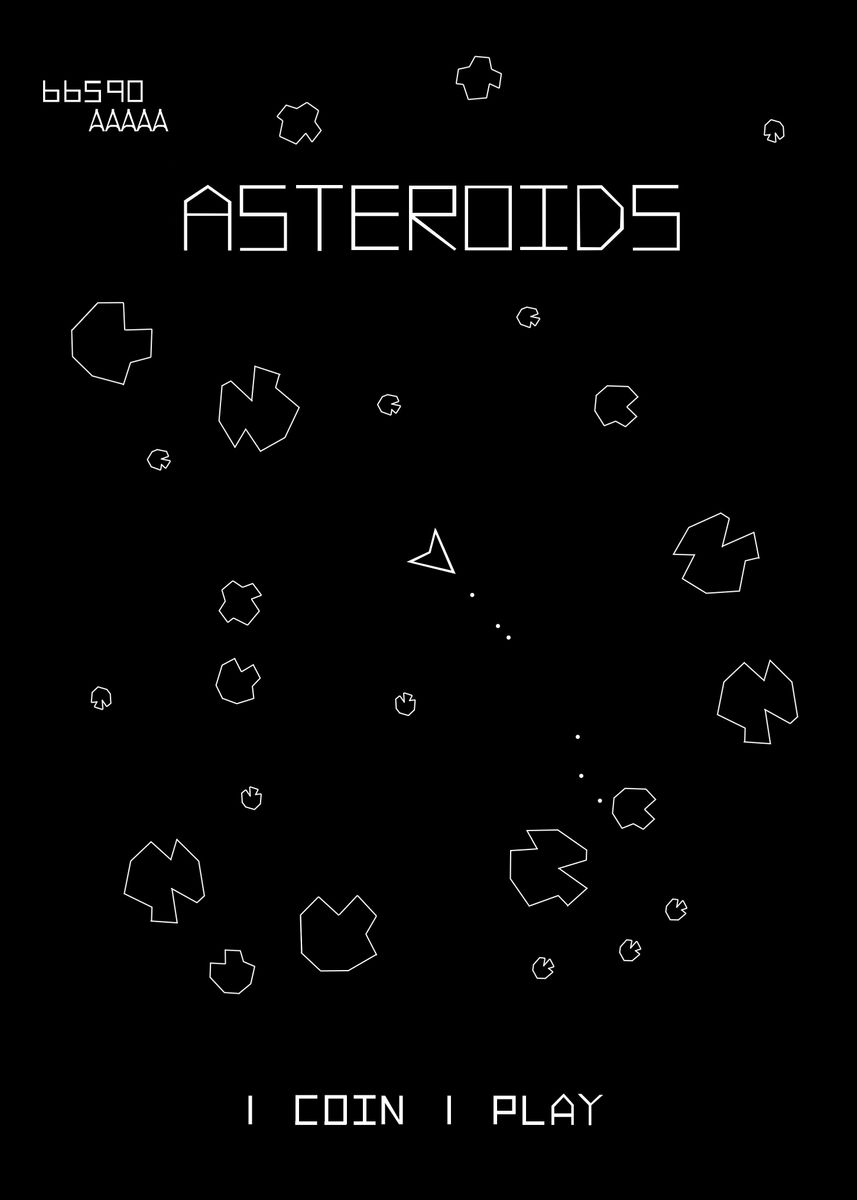 'Asteroids retro video game' Poster, picture, metal print, paint by Darek Kocurek | Displate