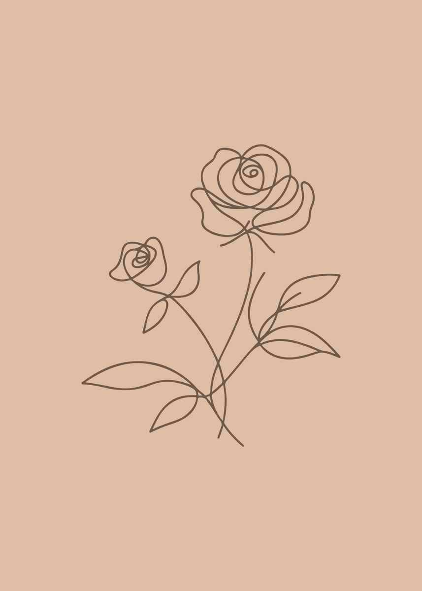 'Pair of Roses Line Art' Poster, picture, metal print, paint by Sabiqul ...