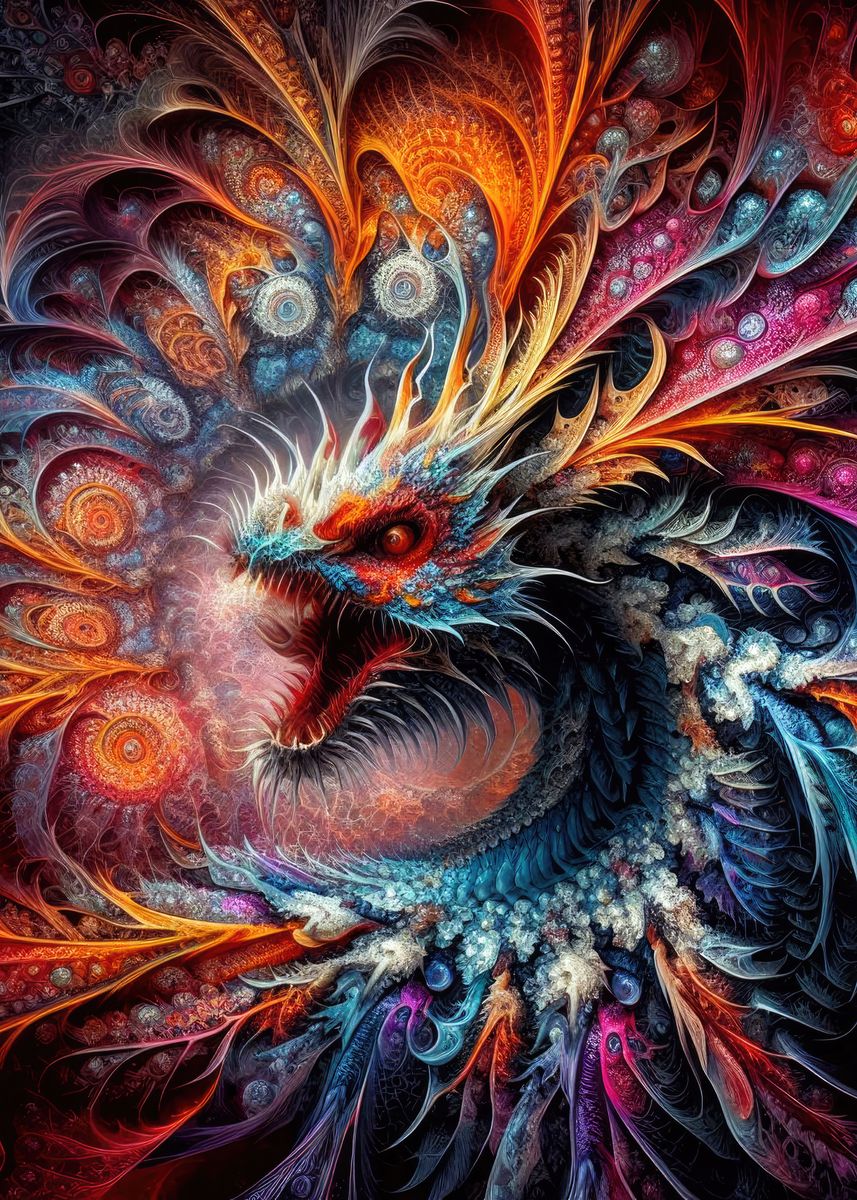 'Vibrant Dragon Vortex' Poster, picture, metal print, paint by Bill ...