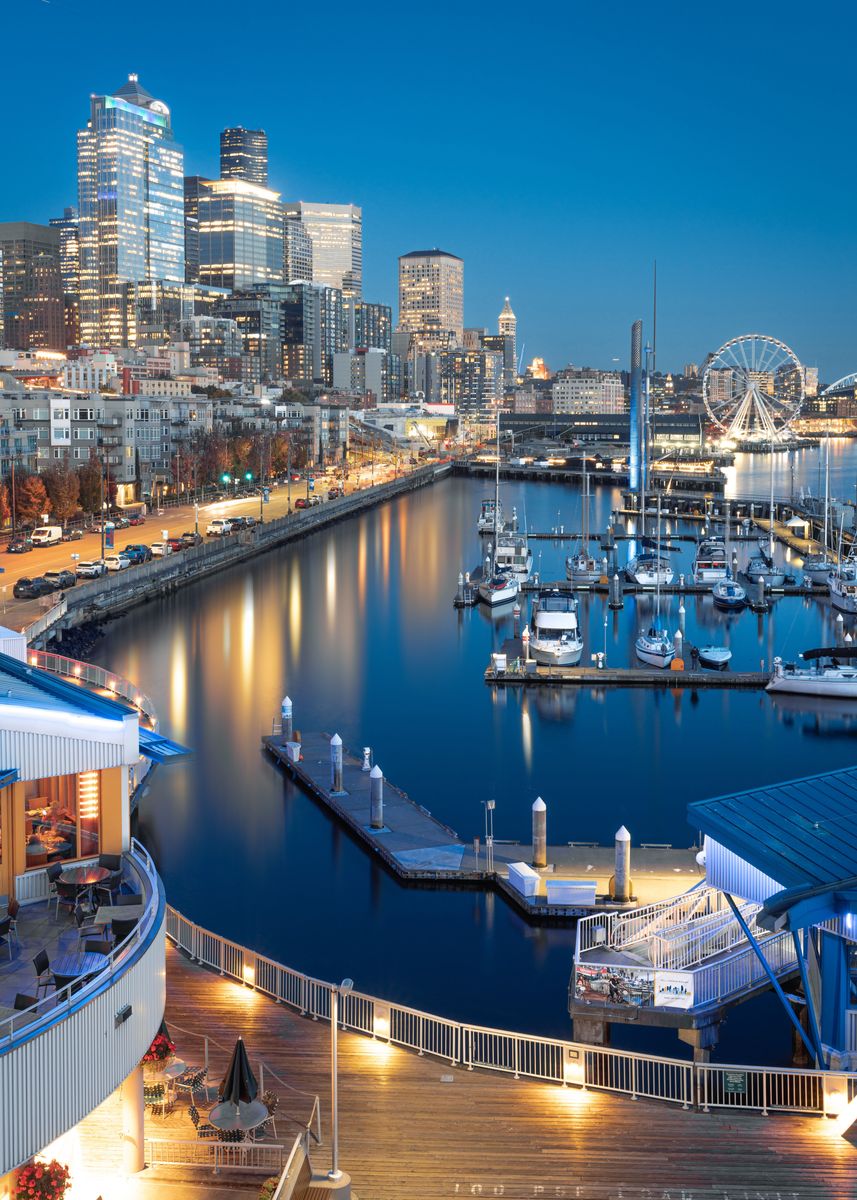 'Seattle Waterfront evening' Poster, picture, metal print, paint by ...