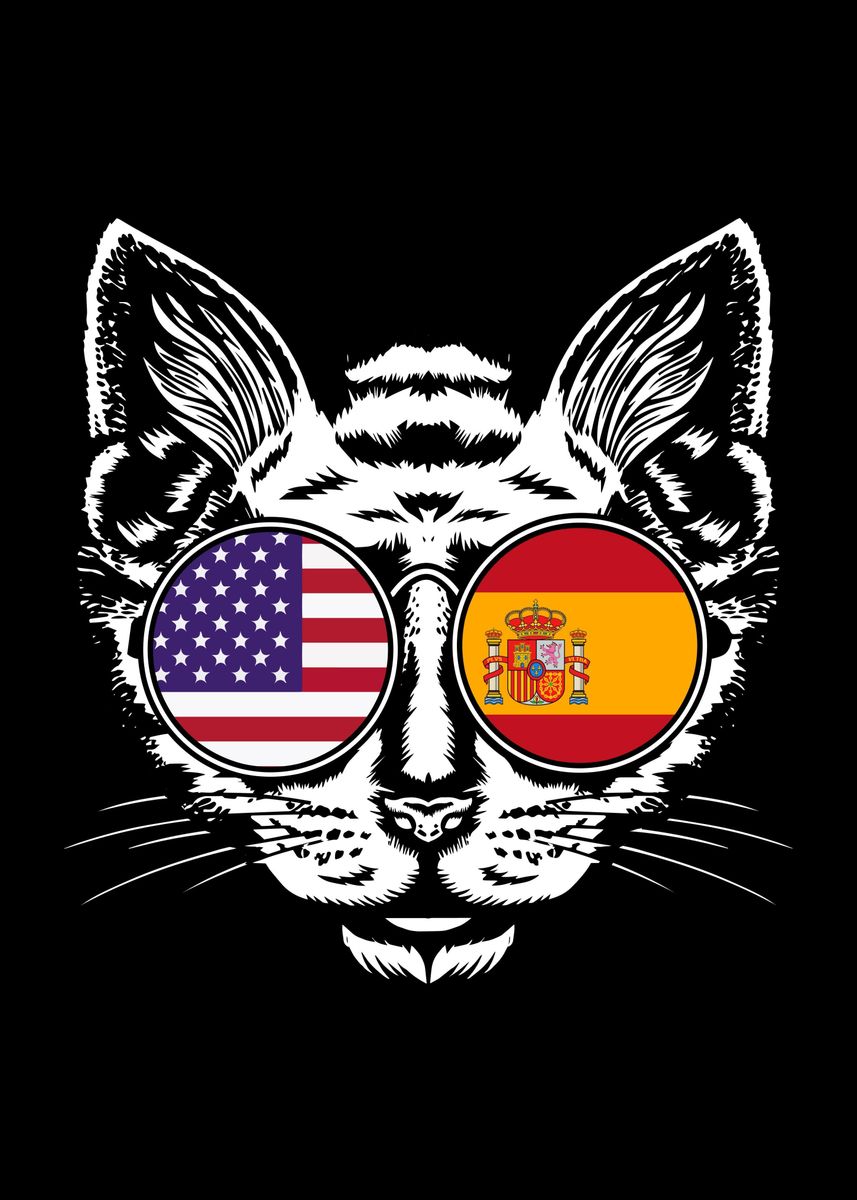 'USA Spain Cat' Poster, picture, metal print, paint by FunnyGifts ...