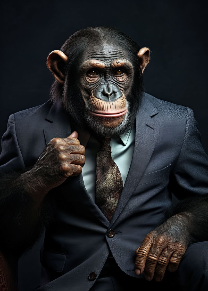 'Monkey Ape' Poster, picture, metal print, paint by Alisson | Displate