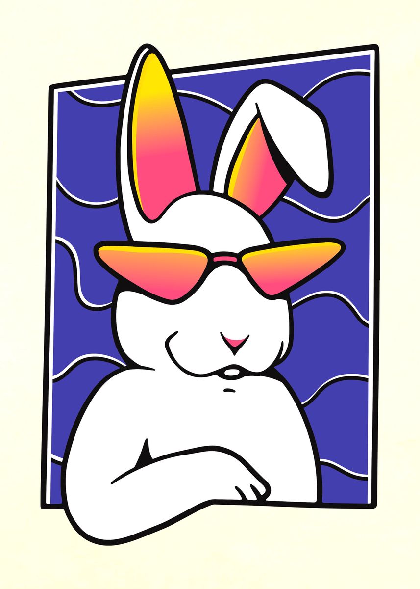 'Cool Rabbit' Poster, picture, metal print, paint by ArtNinja | Displate
