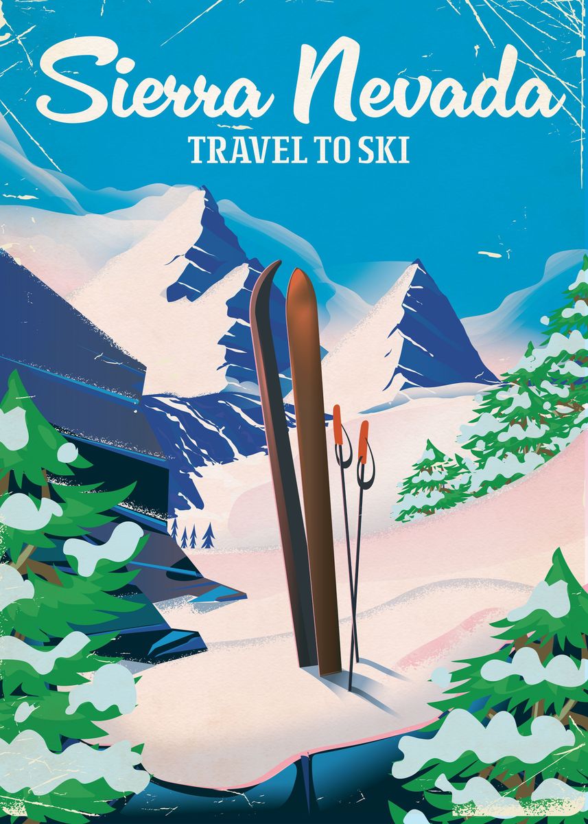 'Sierra Nevada Ski' Poster, picture, metal print, paint by David Green ...