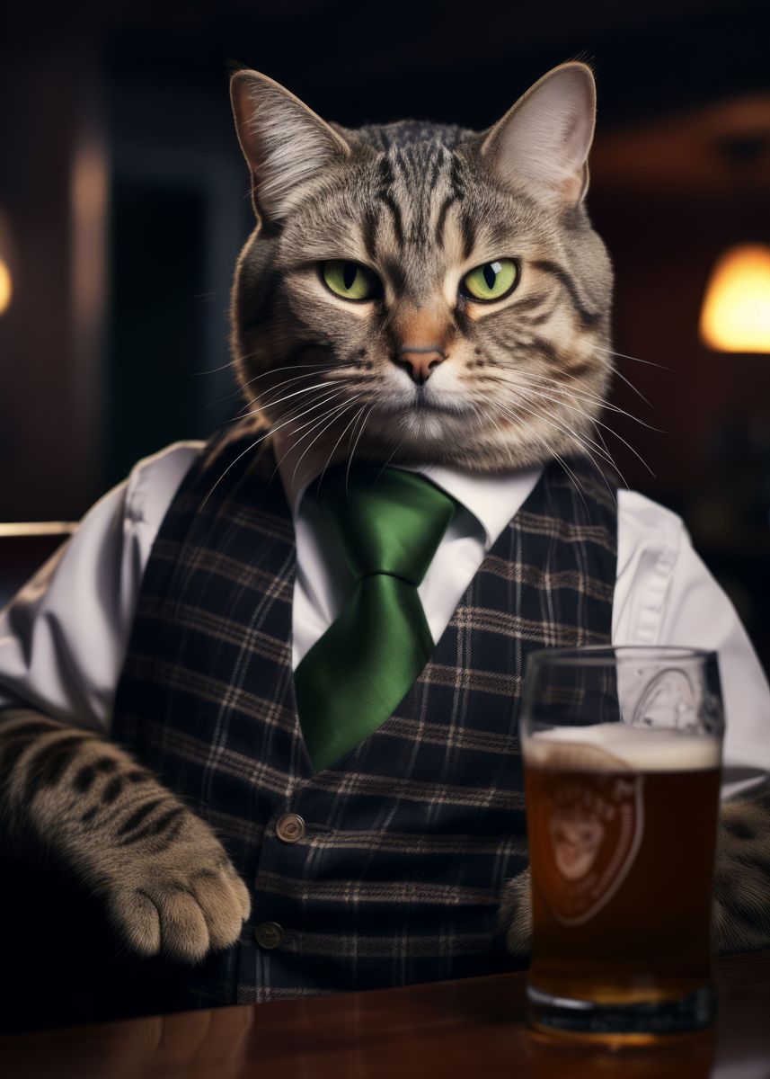 'American Shorthair Cat Pub' Poster, picture, metal print, paint by ...