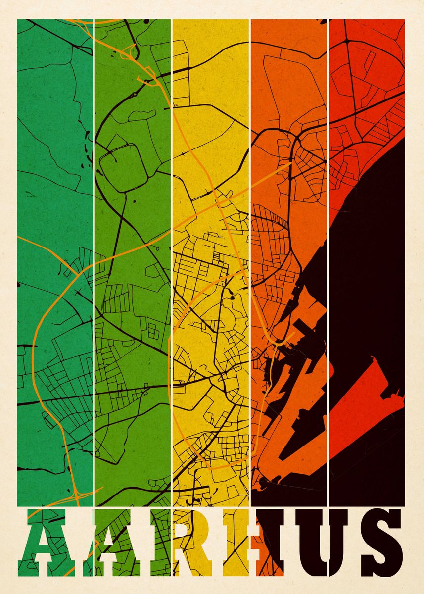 'Aarhus Denmark' Poster, picture, metal print, paint by Ryan Proffitt ...