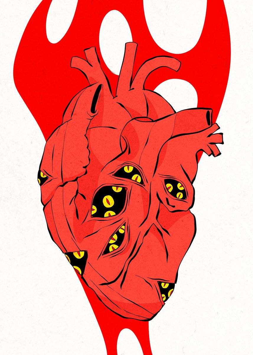'demon heart' Poster, picture, metal print, paint by eunoia | Displate