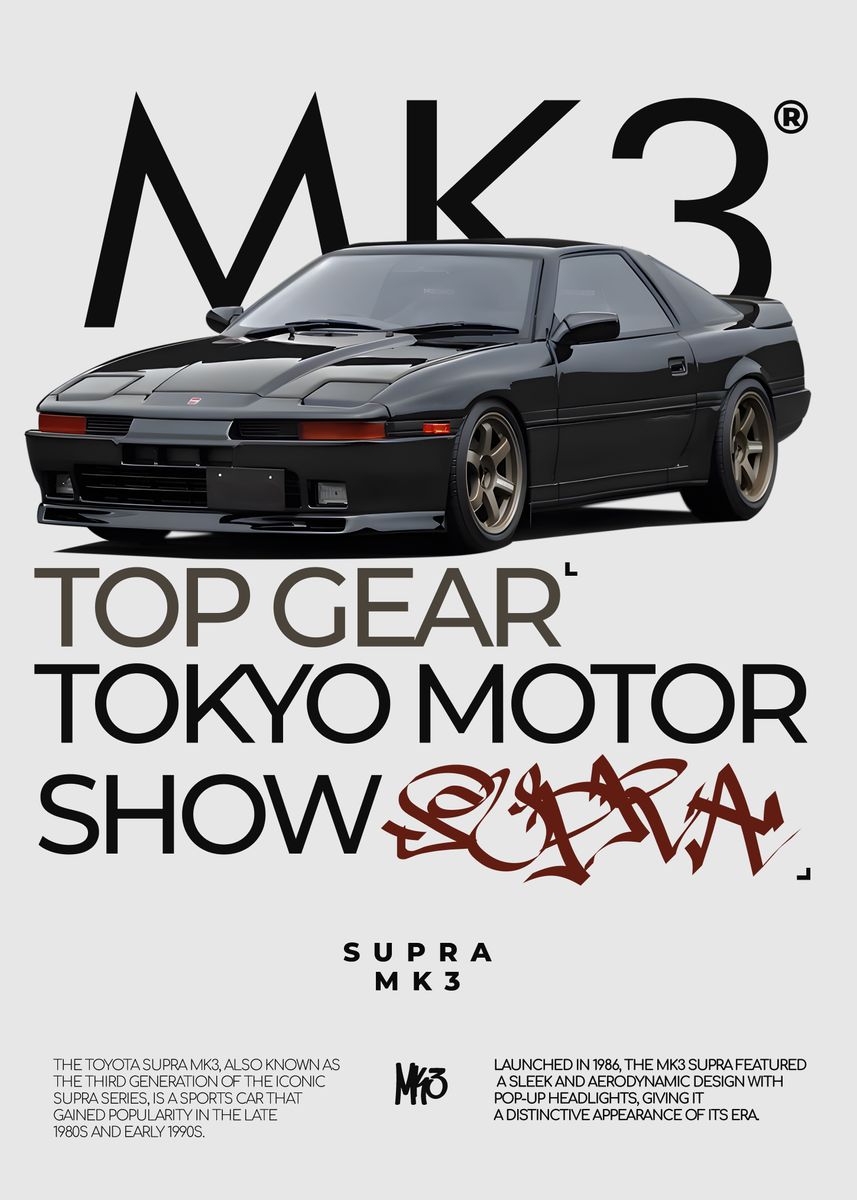 'Supra MK3 Minimalist' Poster, picture, metal print, paint by Aliigal ...