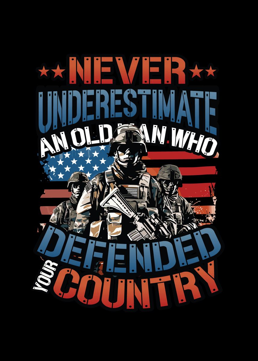'Old Man Defended Country' Poster, picture, metal print, paint by ...