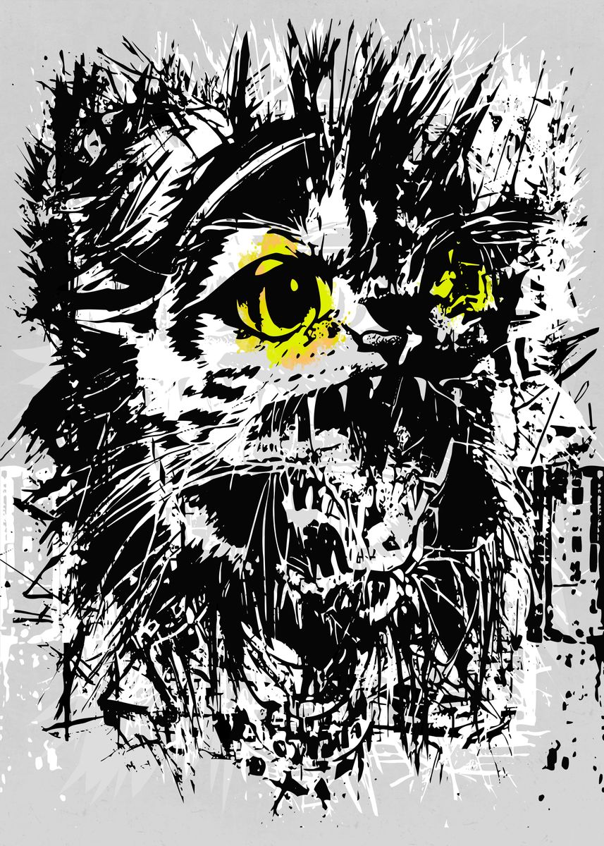'Glitch Cats ' Poster, picture, metal print, paint by One Red Fox ...