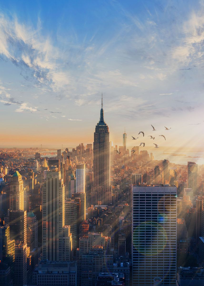 'New York Beyond Horizon' Poster, picture, metal print, paint by Reza ...