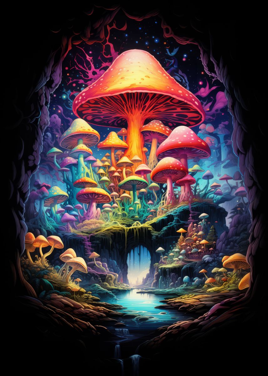 'Fantasy Mushroom Magic' Poster, picture, metal print, paint by Craig ...