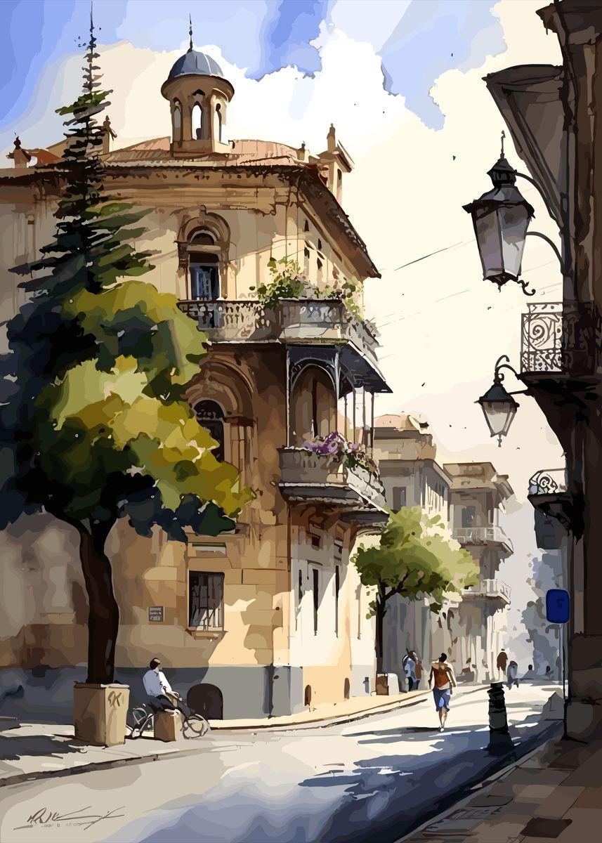 'Nicosia Cyprus Painting' Poster, picture, metal print, paint by Maël ...