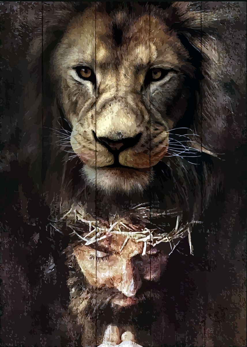 'Jesus and Lion' Poster, picture, metal print, paint by mystore for | Displate