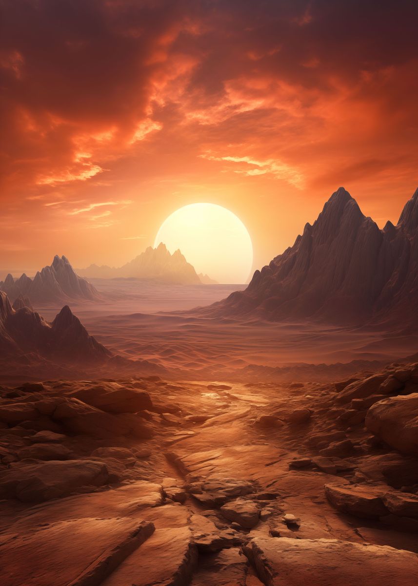 'Mountain Dessert Sunset' Poster, picture, metal print, paint by ...