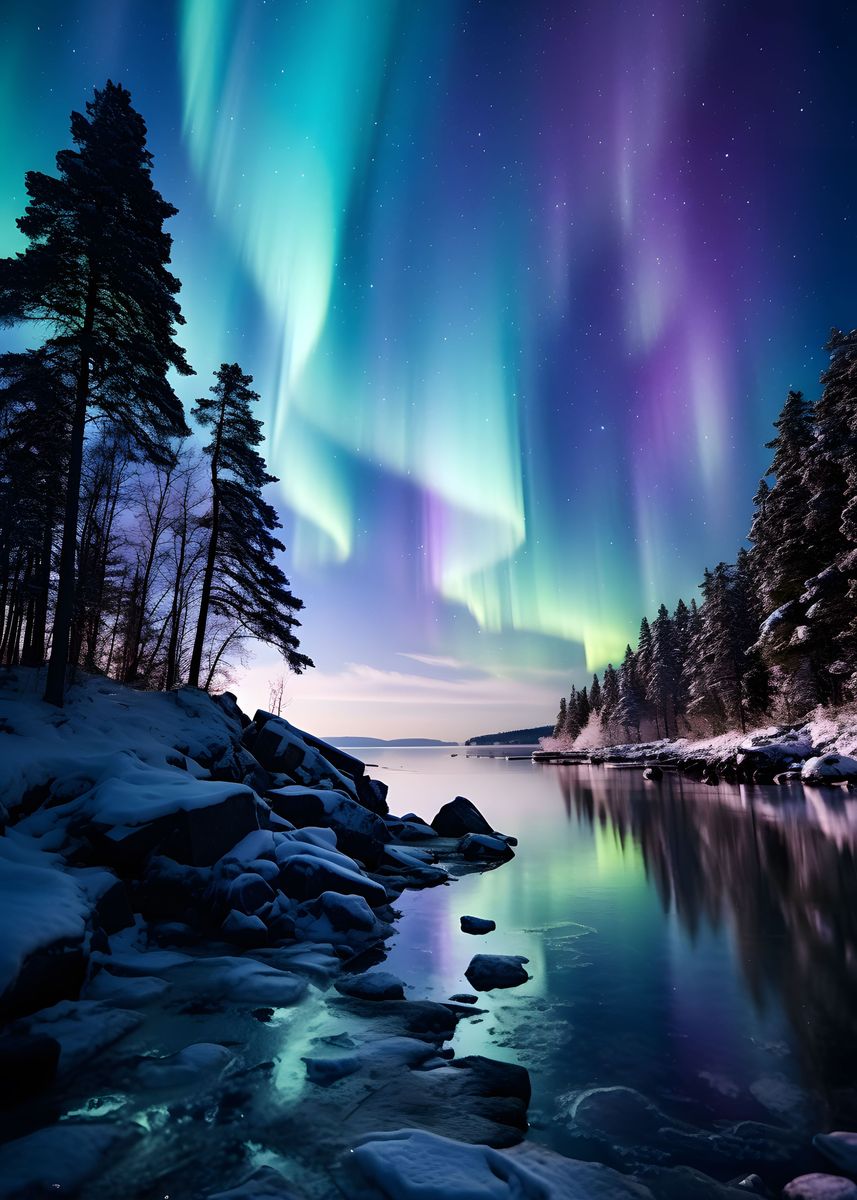 'Beautiful Aurora Borealis' Poster, picture, metal print, paint by ...