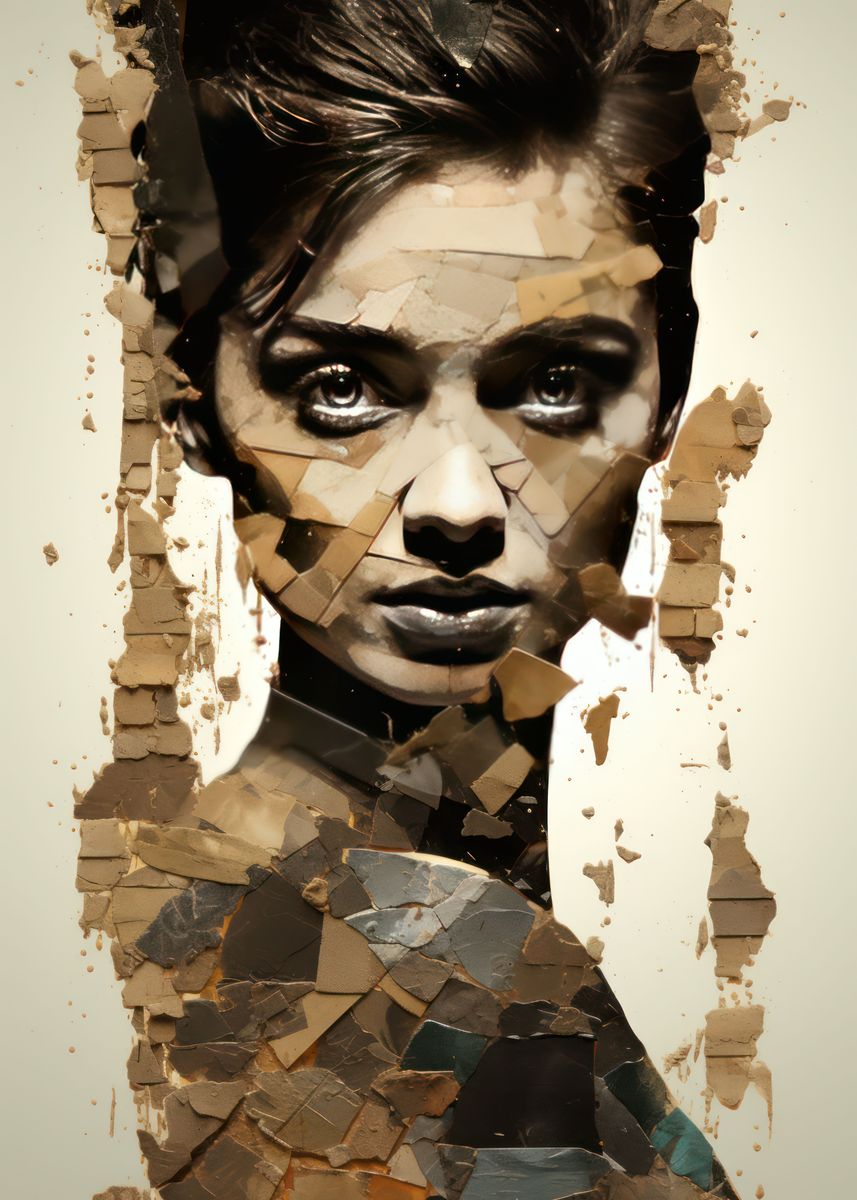 'Fragmented Beauty Audrey' Poster, picture, metal print, paint by ...