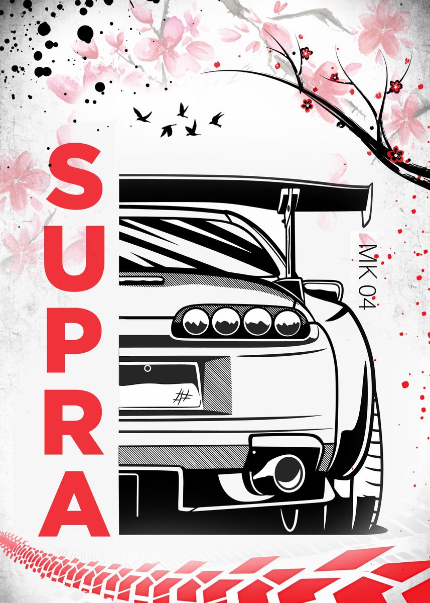 'Toyota Supra MK4' Poster, picture, metal print, paint by ALEX SHINDER ...