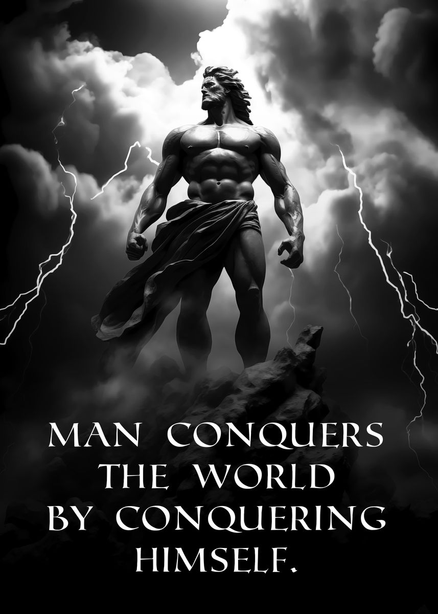 'Conquer Yourself Greek God' Poster, picture, metal print, paint by ...