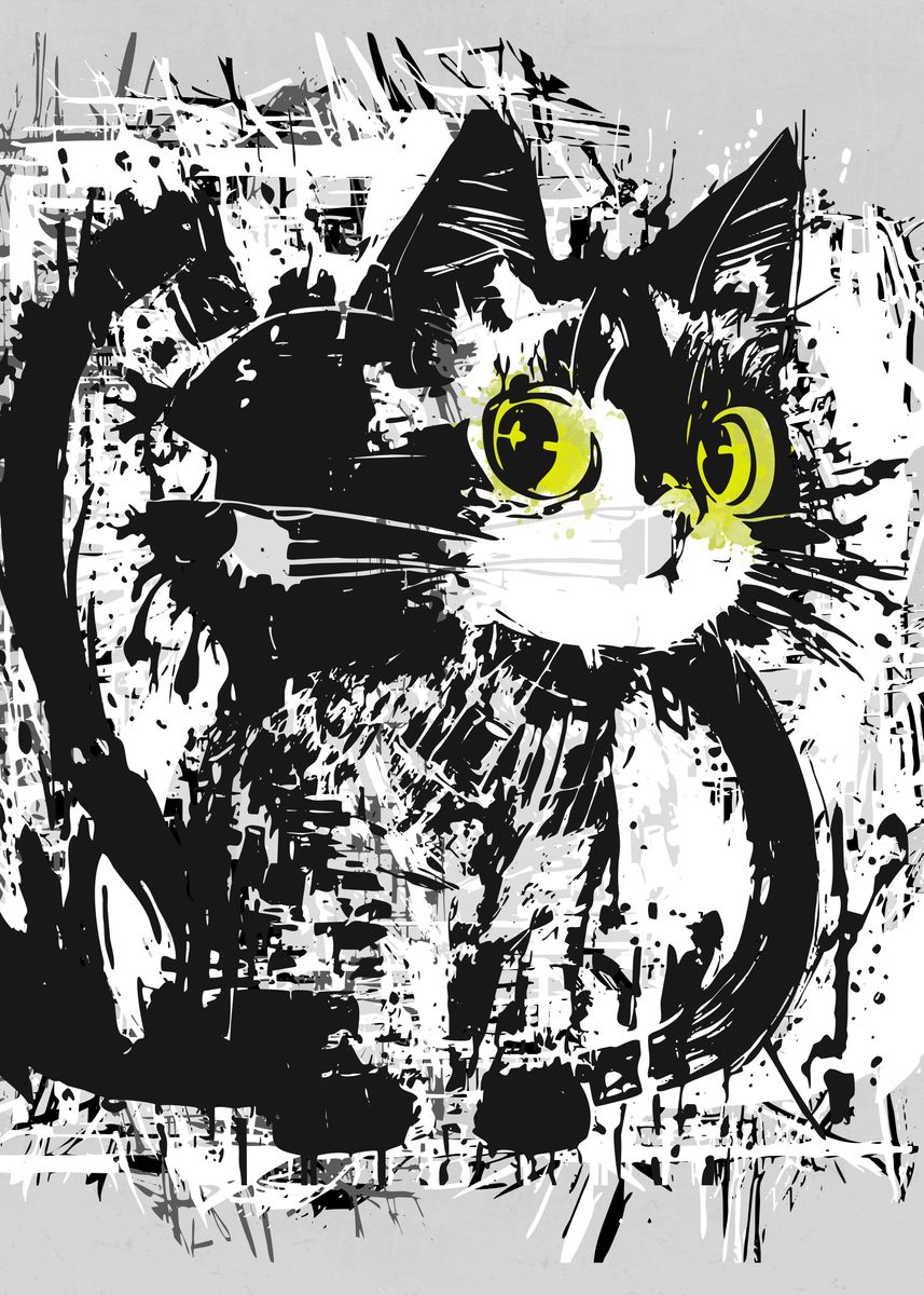 'Glitch Cats ' Poster, picture, metal print, paint by One Red Fox ...