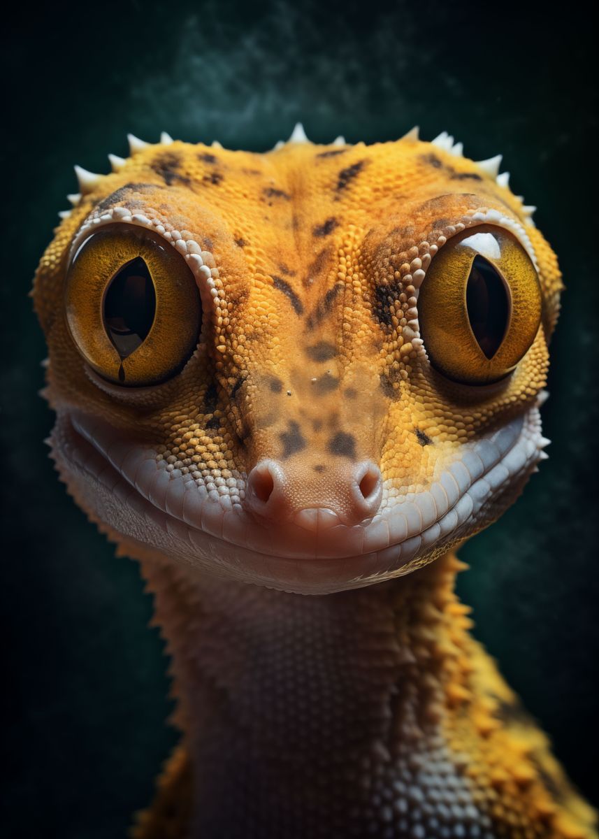 'Gecko Portrait' Poster, picture, metal print, paint by TK Jones | Displate